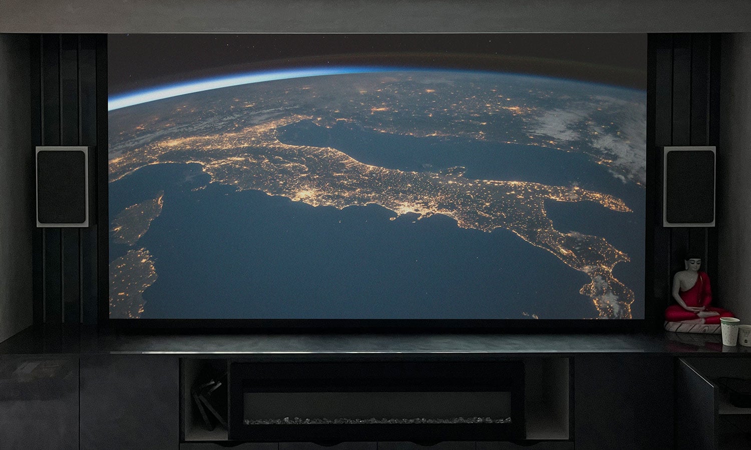 Media Wall with recessed projector screen | Case Study